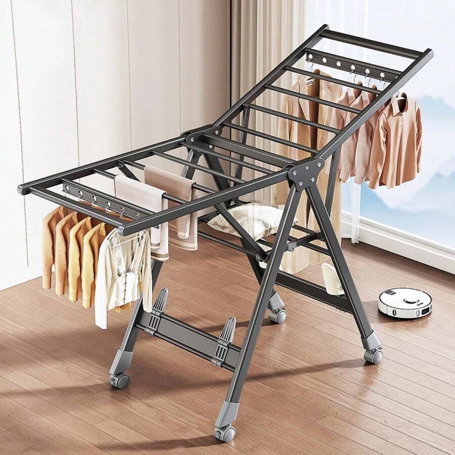 Heavy-Duty Foldable Metal Laundry Drying Rack, Portable Shoes & Clothes ...