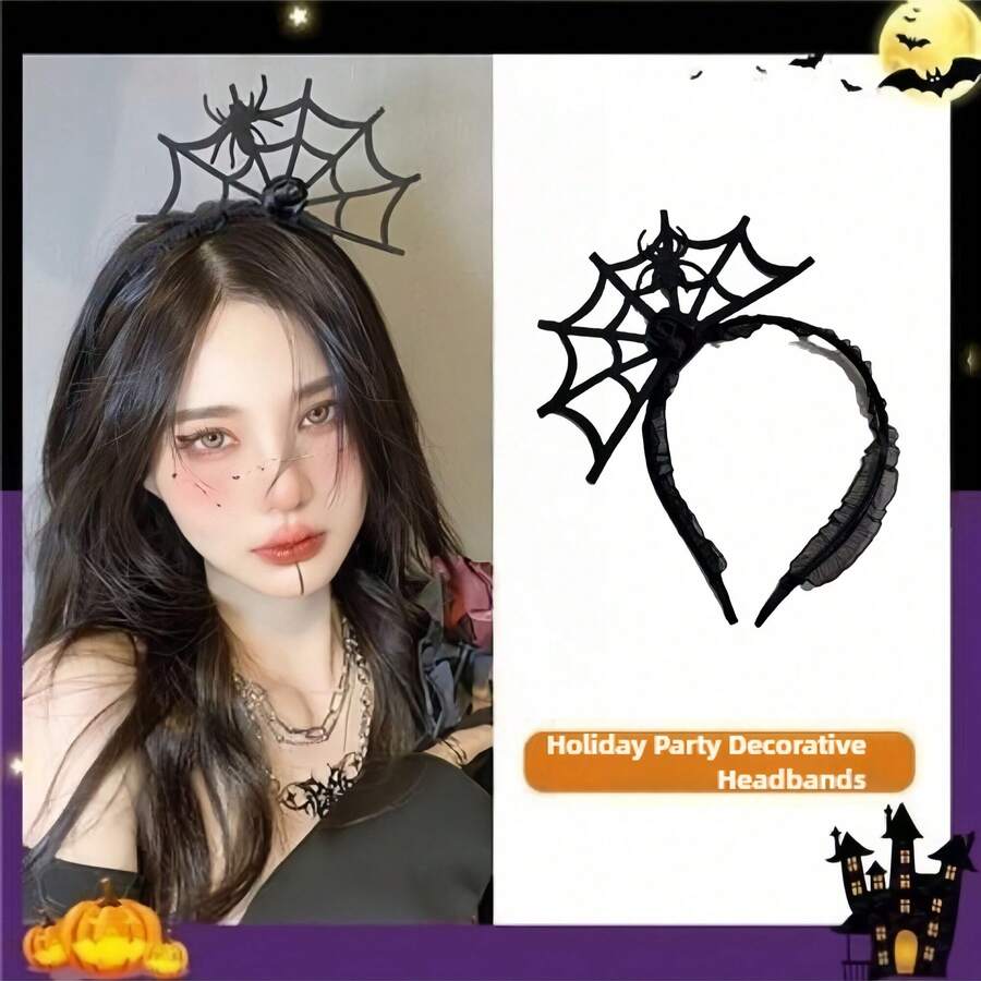 Halloween Devil Headband Party Costume Creative Spider Web Masquerade ...