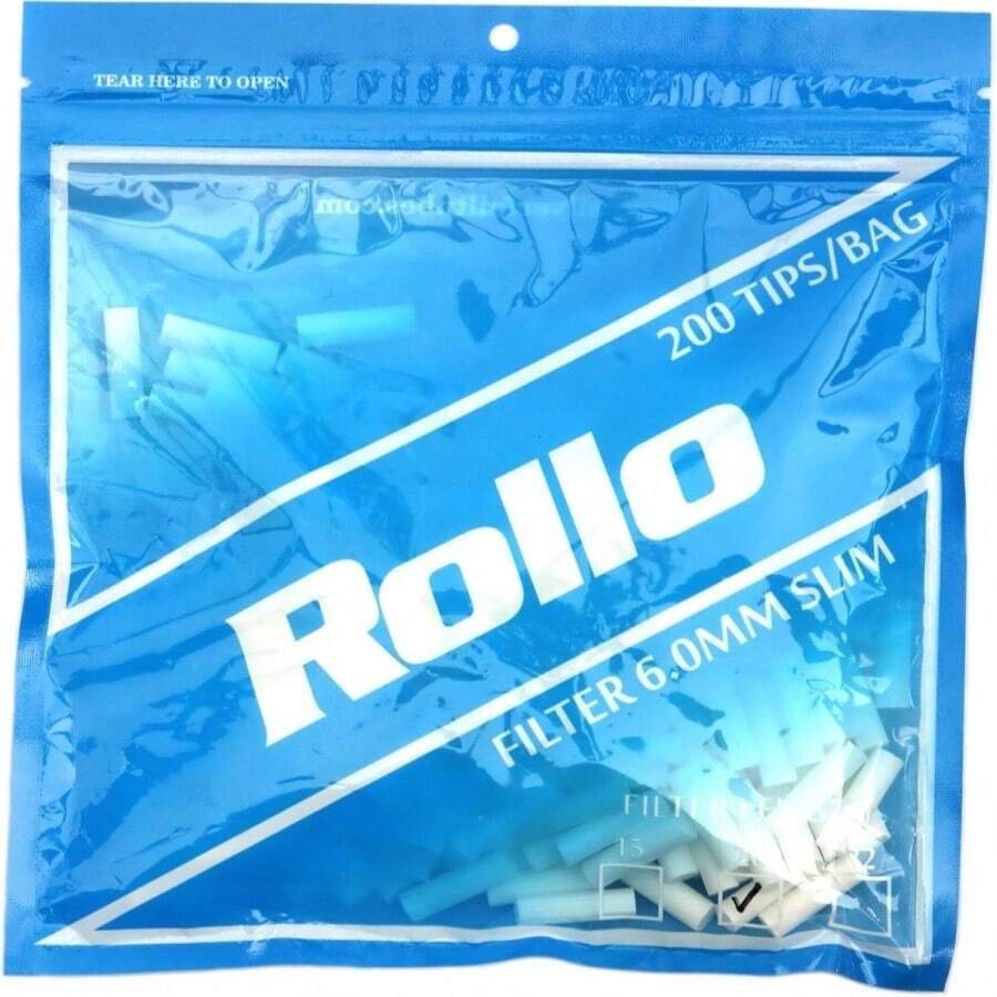 Rollo Slim Filters 6mm X 20mm – 200 Count Pack Of Long Filter Tips For ...