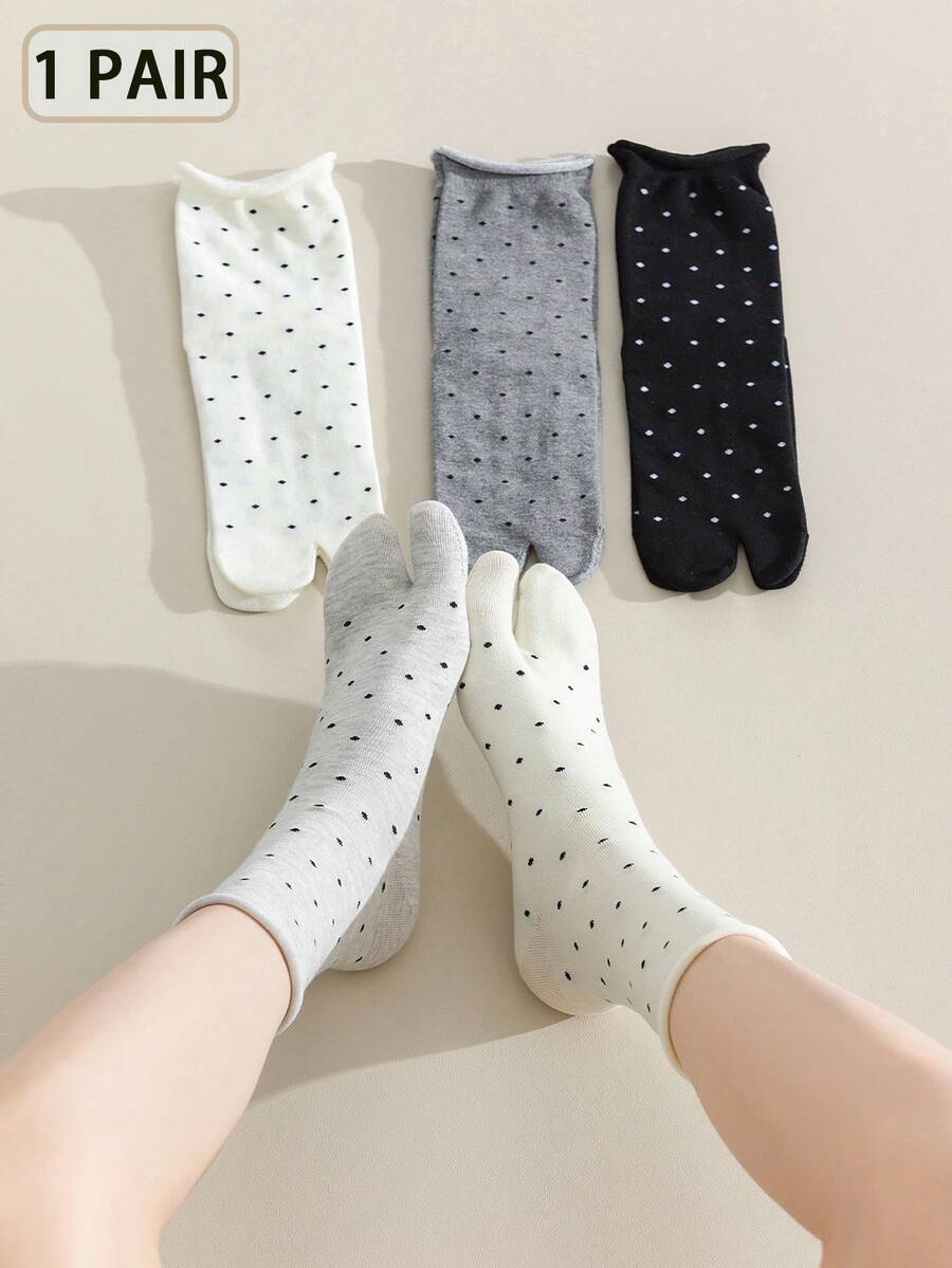 1 Pair Women's Two-Toe Mid-Calf Socks, Thin Autumn Toe Separator Socks ...
