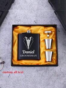 6oz Personalized Stainless Steel Flask, Engraved Groomsman Groom Gift ...