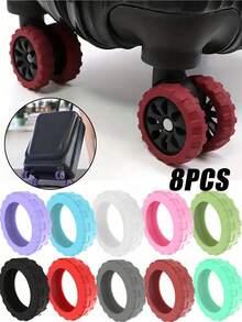 8PCS Luggage Wheels Protector Cover Silicone Trolley Case Silent Caster ...