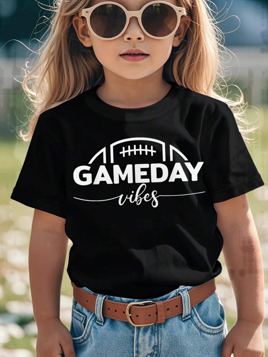 Boys & Girls Football Game Day Vibes T-Shirt - Cute Football Graphic ...