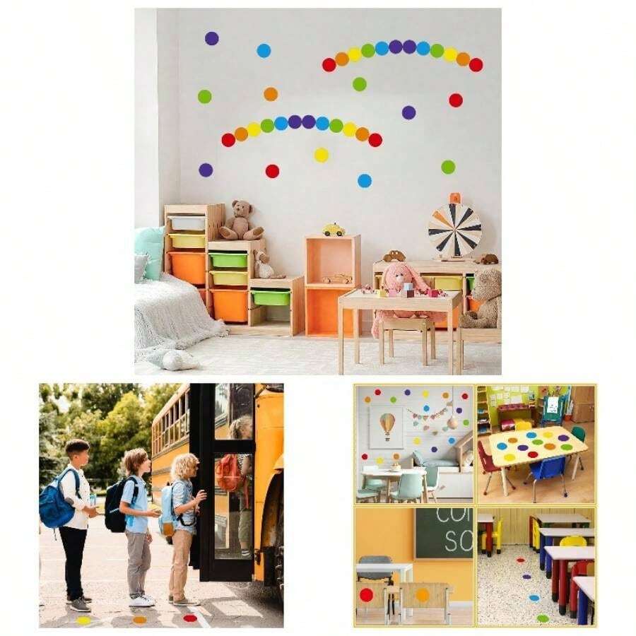 48Pcs Table Spot Teacher - 6 Multicolor Classroom Wall Floor Stickers ...
