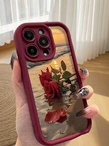1 Stück romantische Strand Rosenhandy-Hülle kompatibel mit Apple 15 Pro ...