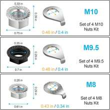 Syocsek 24PCS Bike Nuts And Safety Washers, M8 M9.5 M10 Bicycle Axle Nuts Kit, 3 Sizes Bike ...