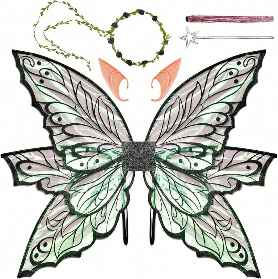 Halloween 2025Large Fairy Wings Adult Women, 33"X25" Iridescent Glitter ...
