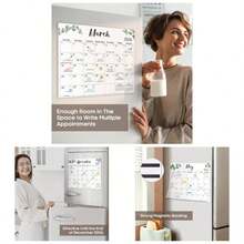 Aesthetic 2025 - 2026 Magnetic Calendar Refrigerator, 21 - Month Fridge ...
