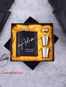 6oz Personalized Stainless Steel Flask, Engraved Groomsman Groom Gift ...