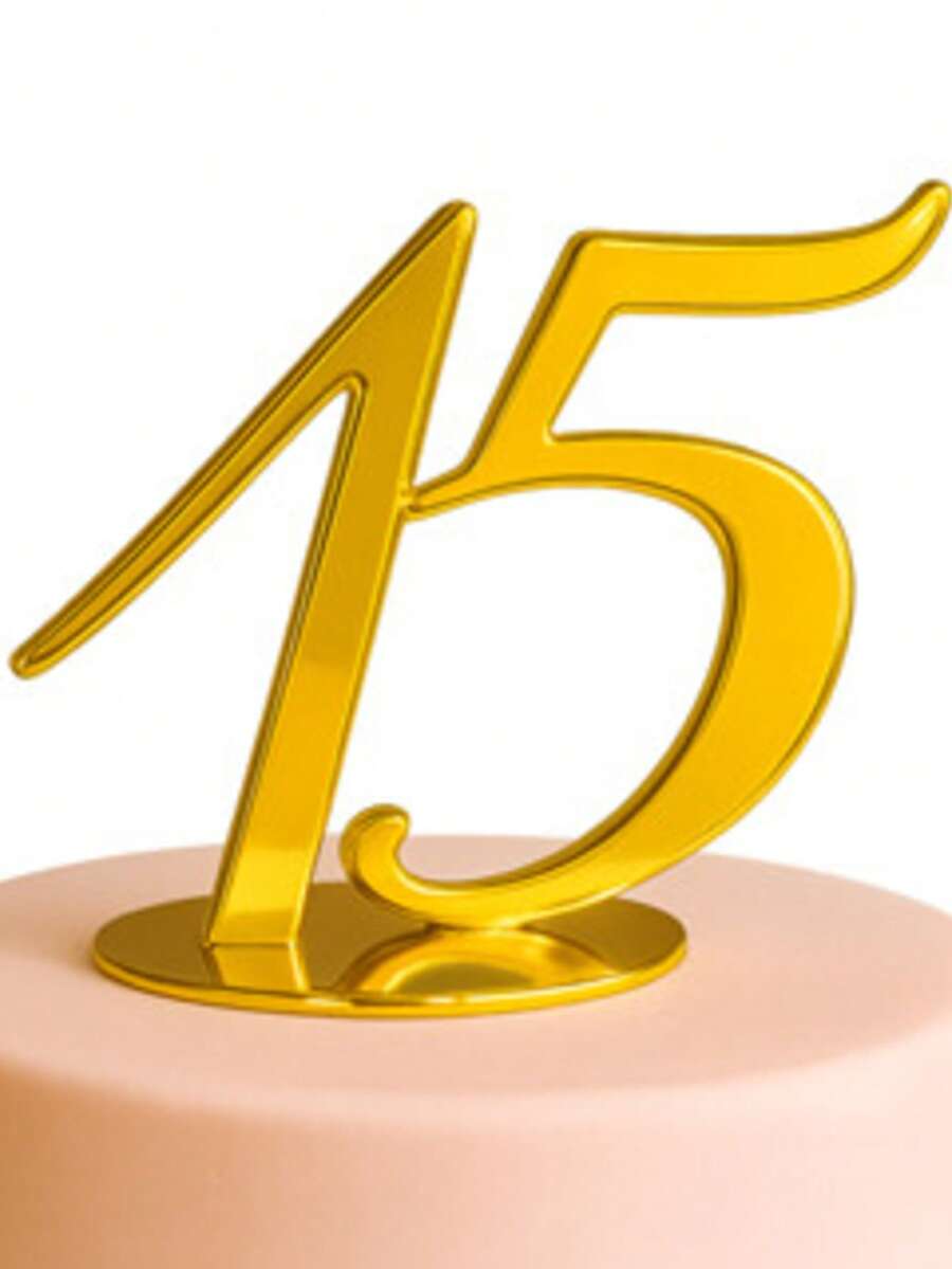 Topo de Bolo 15 Anos Luxo Acrílico Espelhado Dourado e Prata Topper ...