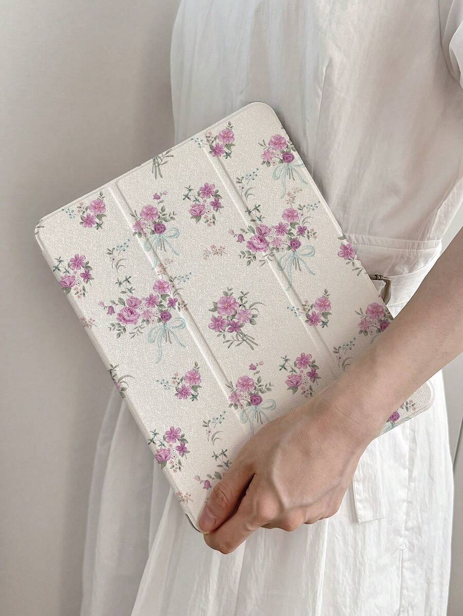 1 Stück rosa Schleife Blumen Tablet Hülle kompatibel mit IPad 7/8/9 ...