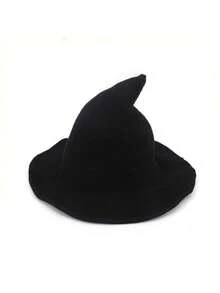 1pc Unisex Witch Hat, Foldable Knitted Pointy Wizard Hat For Halloween ...