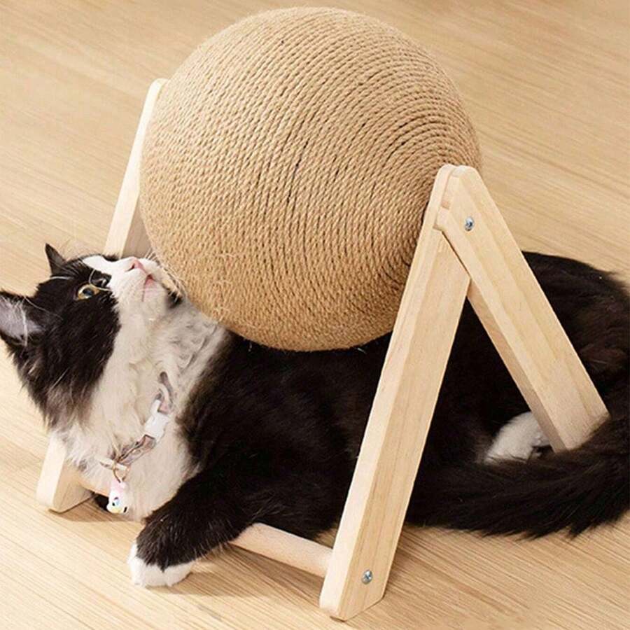 Cat Scratcher Toy,Cat Scratching Ball Interactive Solid Wood Scratcher ...