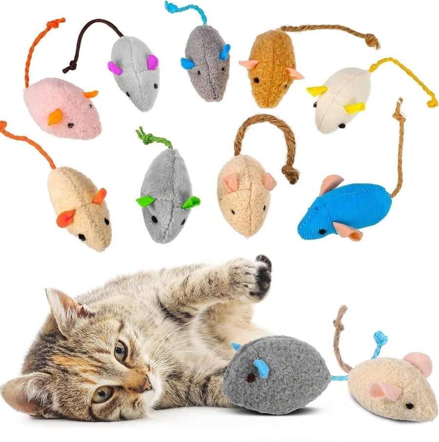Mumoo Bear Fashion's Talk Mice Toy 9-Pack Plush Catnip-Filled Mice Toys Indoor Cats - Realistic ...