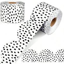 65 Feet Black And White Polka Bulletin Board Borders Scalloped Rolled ...