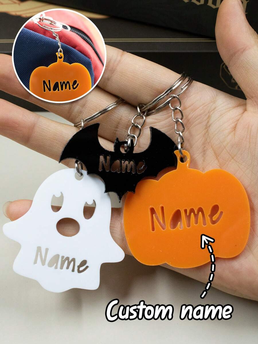 Custom Halloween Keychain, Personalized Name Keychain, Customized Cute ...