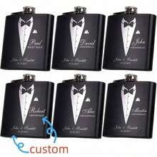 6oz Personalized Stainless Steel Flask, Engraved Groomsman Groom Gift ...