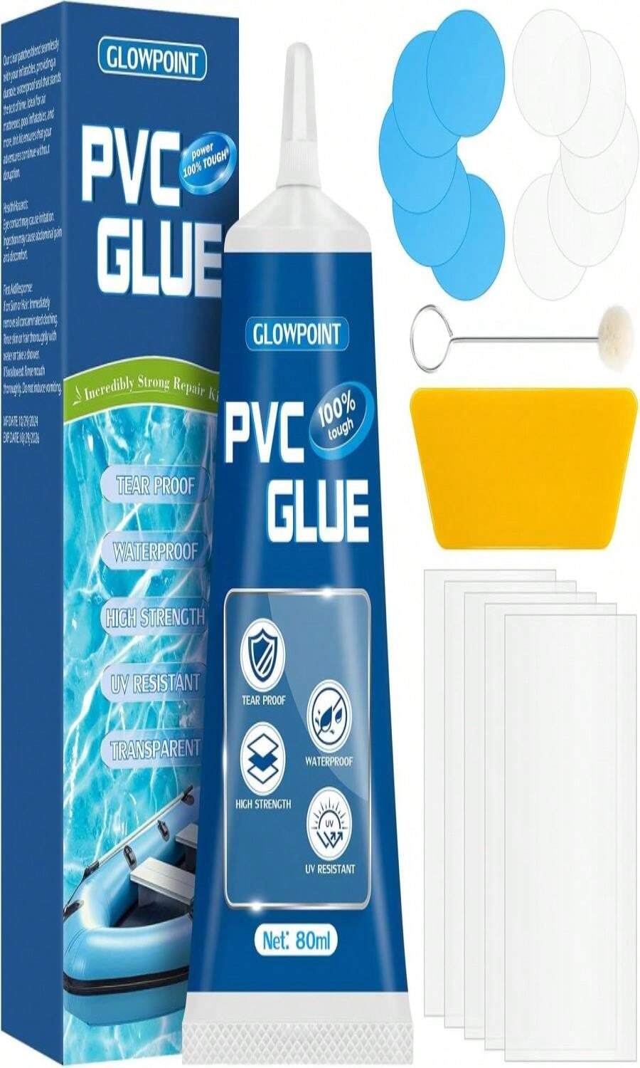 GLOWPOINT Air Mattress Patch Kit, Transparent Hot Tub Repair Kit, Vinyl ...