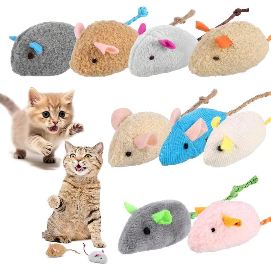Mumoo Bear Fashion's Talk Mice Toy 9-Pack Plush Catnip-Filled Mice Toys Indoor Cats - Realistic ...