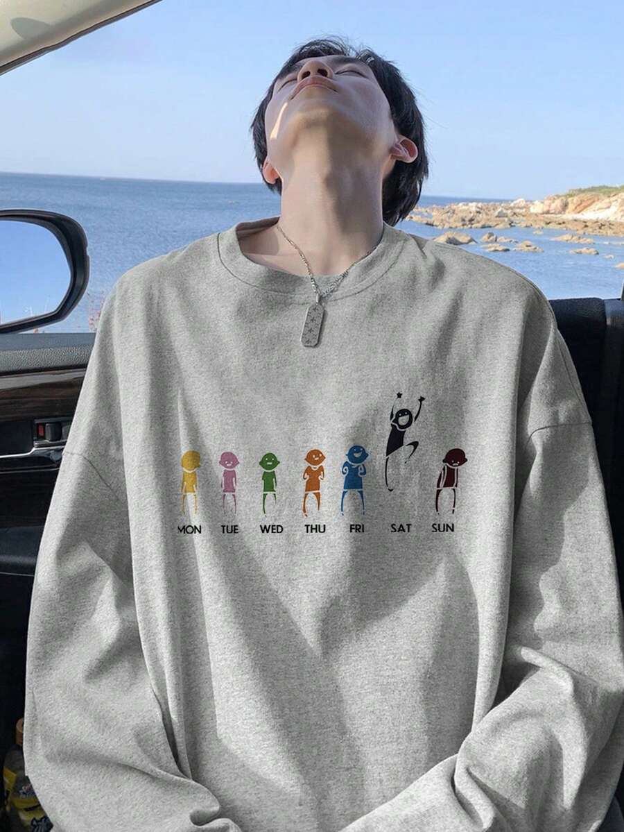 Heavy Pound Cotton 210g Men's Autumn/Winter Cotton Crew Neck Loose ...