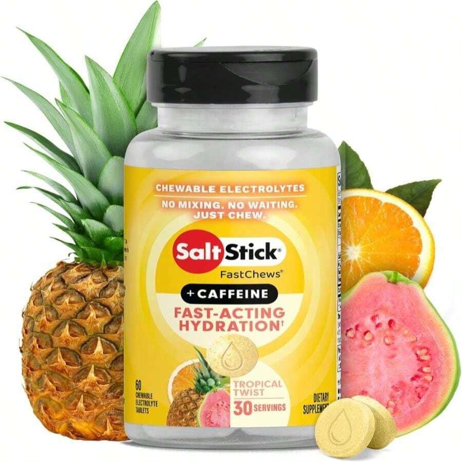 SaltStick Electrolyte FastChews With Caffeine - 60 Tropical Twist ...