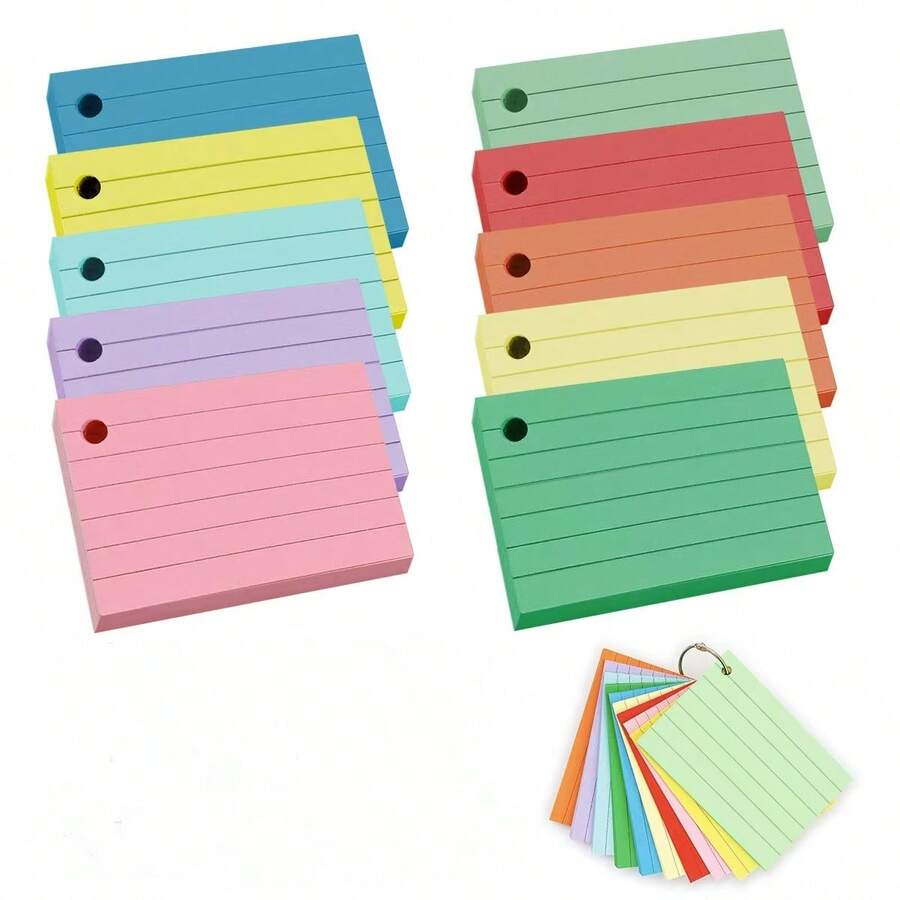1pc/10pcs Vibrant Multicolor A8 Index Cards Notepad, Lined Vocabulary ...
