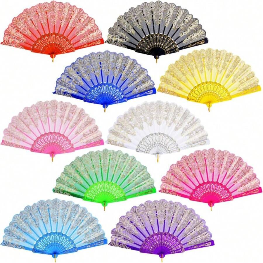 30 PACK Folding Handheld Fans,Silk Spanish Fan, Perfect For Weddings ...
