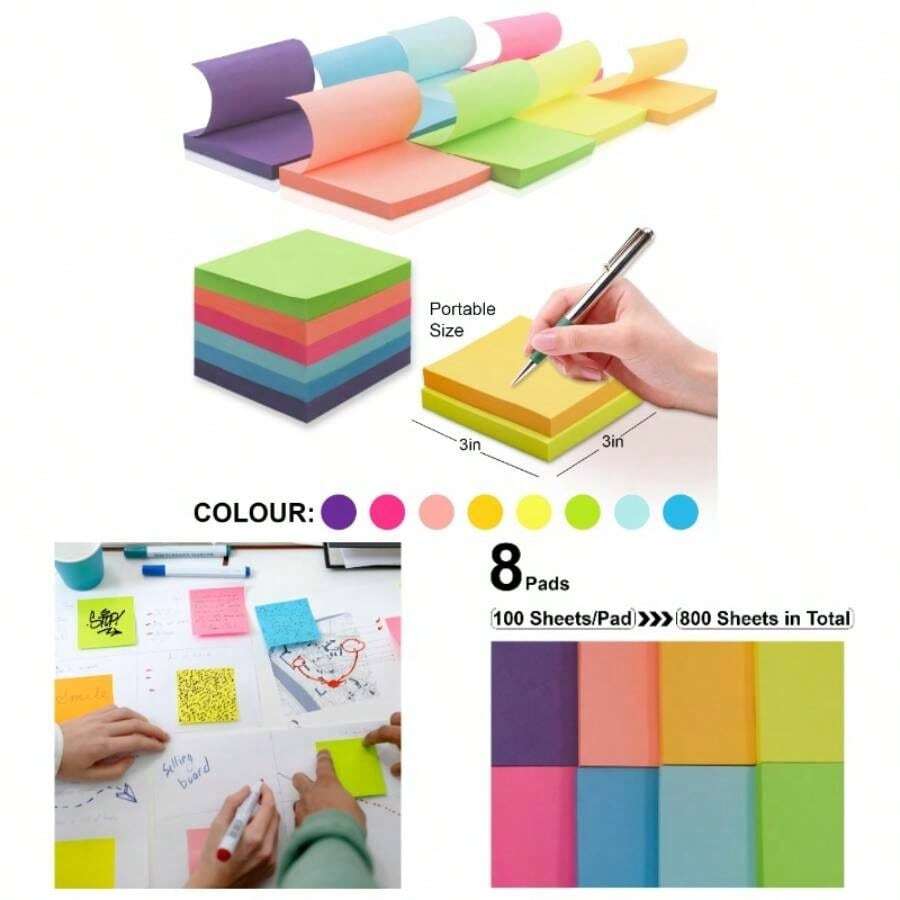 Sticky Notes 3x3, 8 Pack Sticky Pads SheetPad, Bulk Sticky Note Pads ...