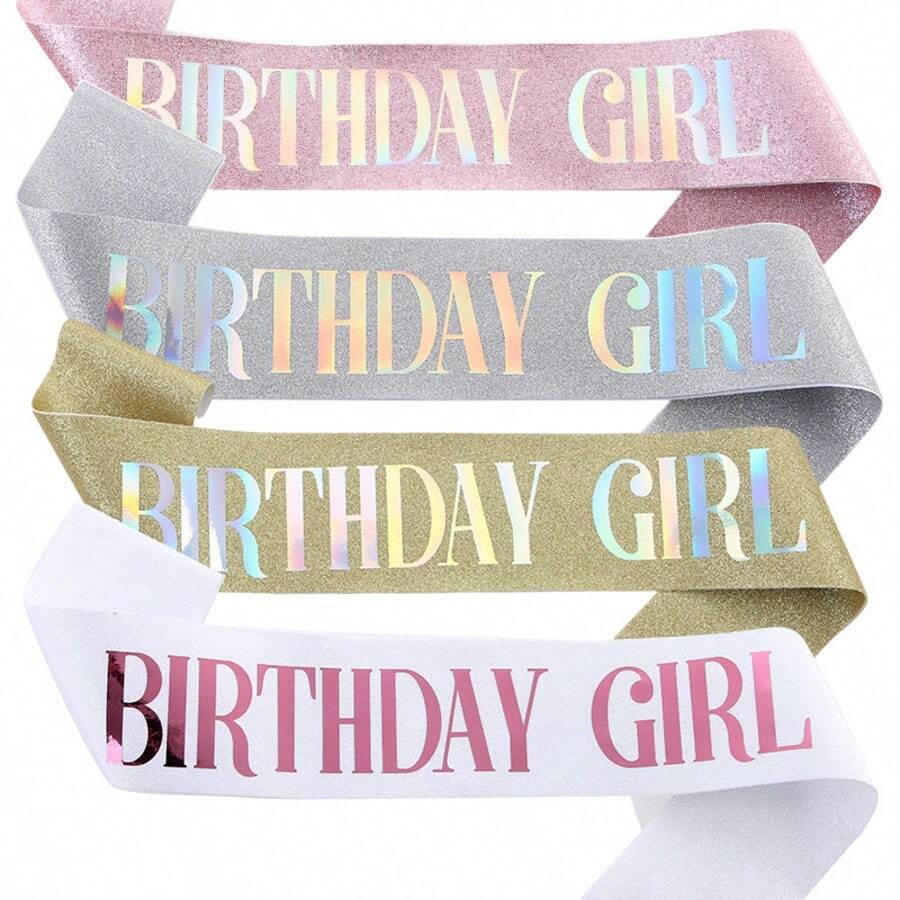 1pc Birthday Sash Ribbon Birthday Queen Double Cloth Material Shining ...