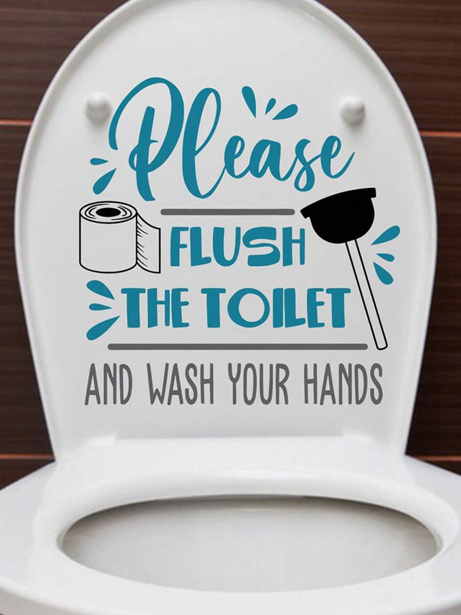 1/2pcs/Set Toilet Seat PVC English Etiquette Sticker, Public Restroom ...