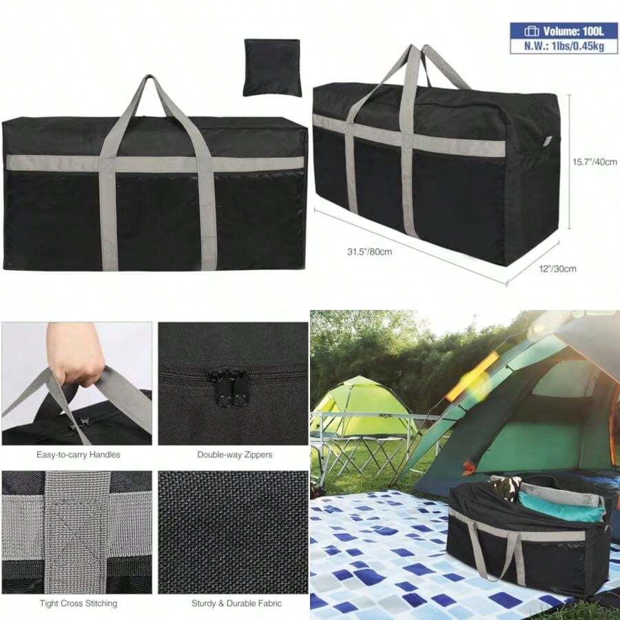 REDCAMP Foldable Travel Bag, Large Sports Bag, 75L/96L/100L, Lightweight Waterproof Tote Bag ...