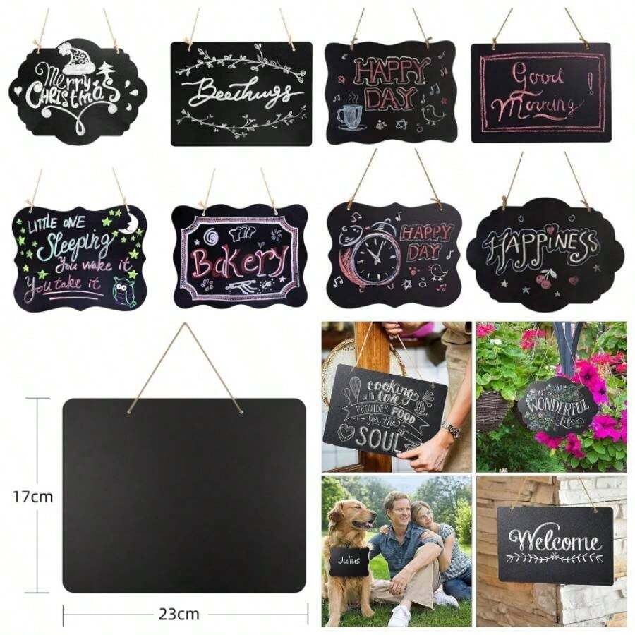 Wooden Double Sided Hanging Chalkboard Signs, Memo Message Sign ...