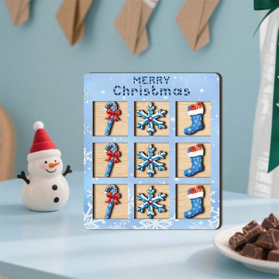 Christmas Wooden Tic Tac Toe Game For Adults Kids Interactive Family ...