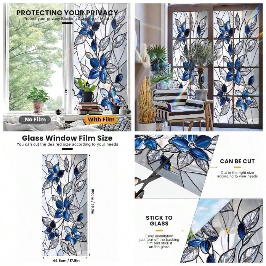 Stained Glass Window Privacy Film Static Cling - Glass Decorative ...