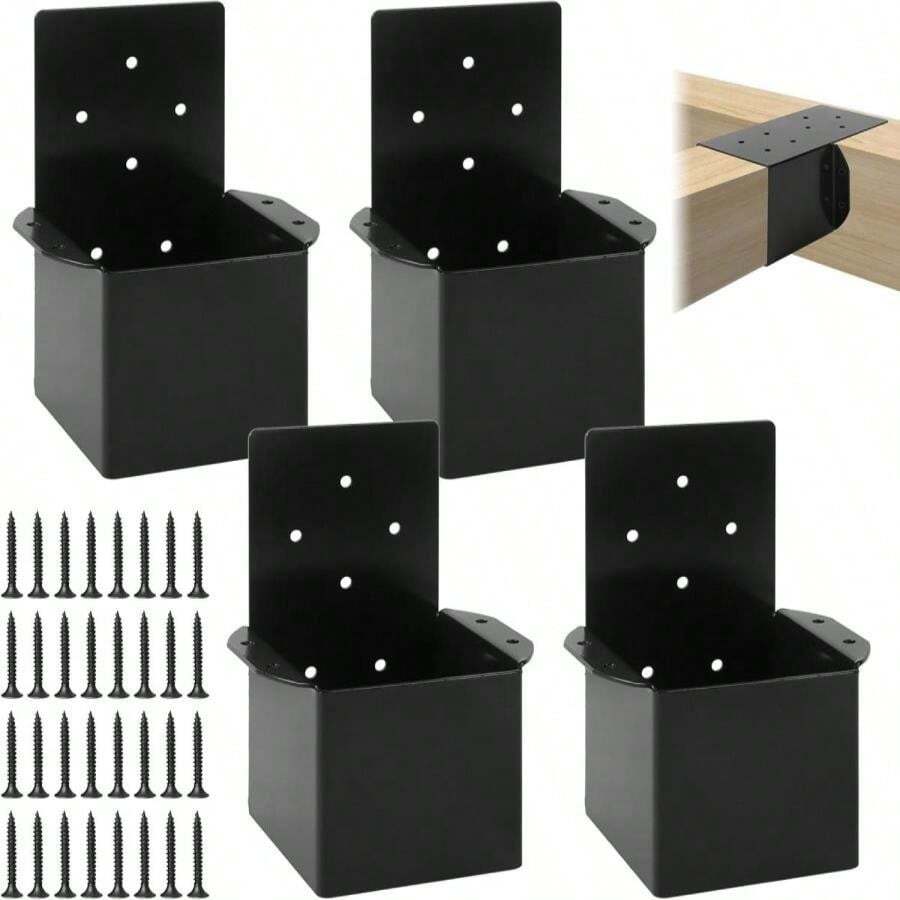 ZOBGOWE 4 Pcs Pergola Bracket, 4"X4" Post Top Rafter Brackets(Actual 3. ...