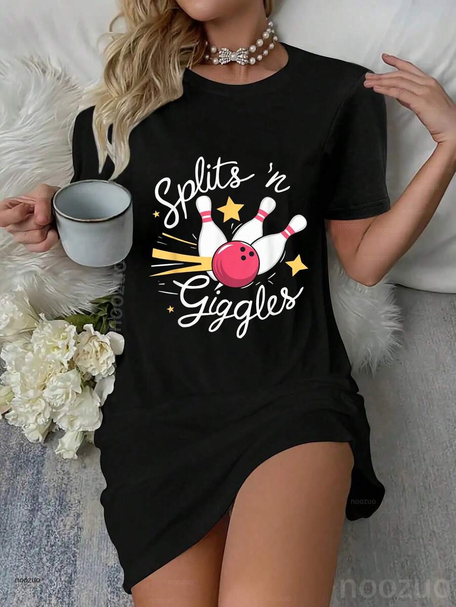 Bowling Funny Splits N Giggles Bowler Bowling Ball And Pins Dress ...