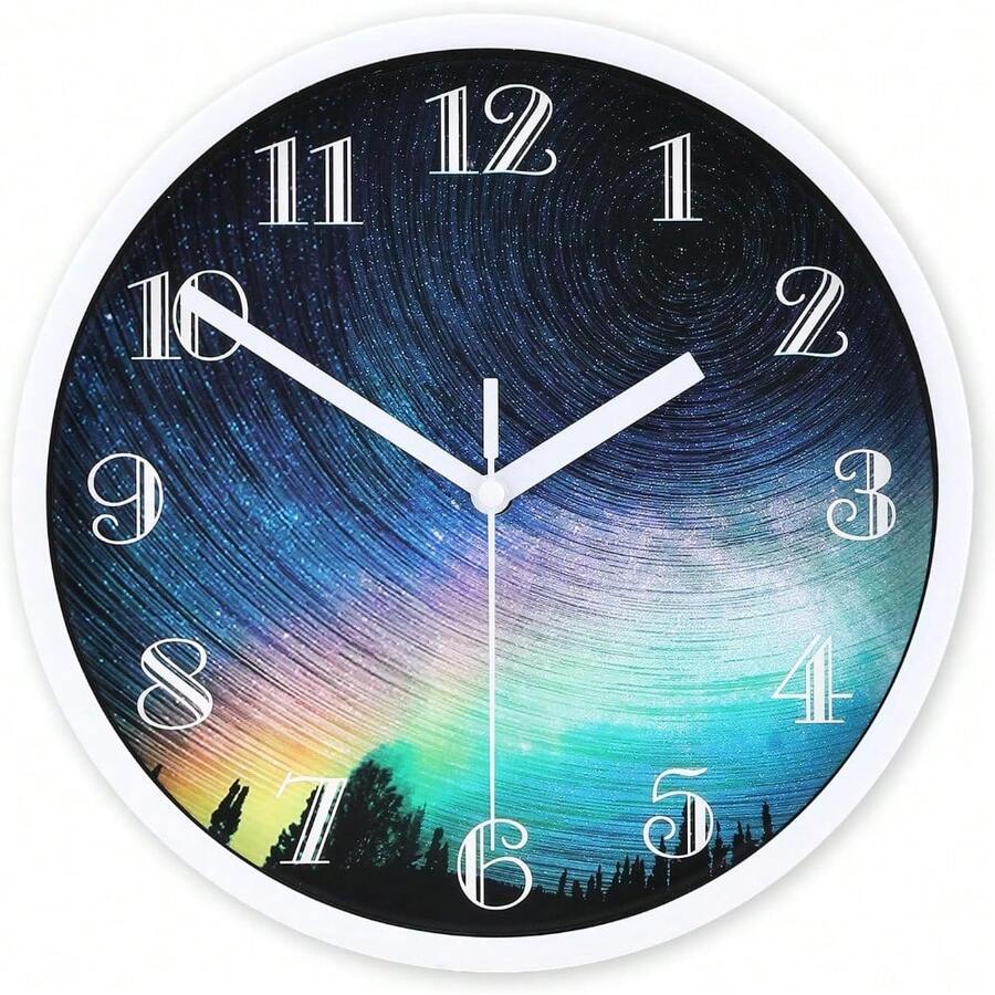 12-Inch Round Quartz Silent Non-Ticking Wall Clock For Living Room ...
