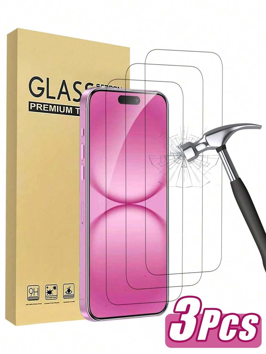 3pcs Tempered Glass Screen Protector For IPhone 17/17 Pro/17 Pro Max/17 ...
