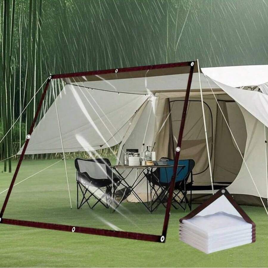 Waterproof 1pc Clear Plastic Tarp - Patio Cover With Grommets ...