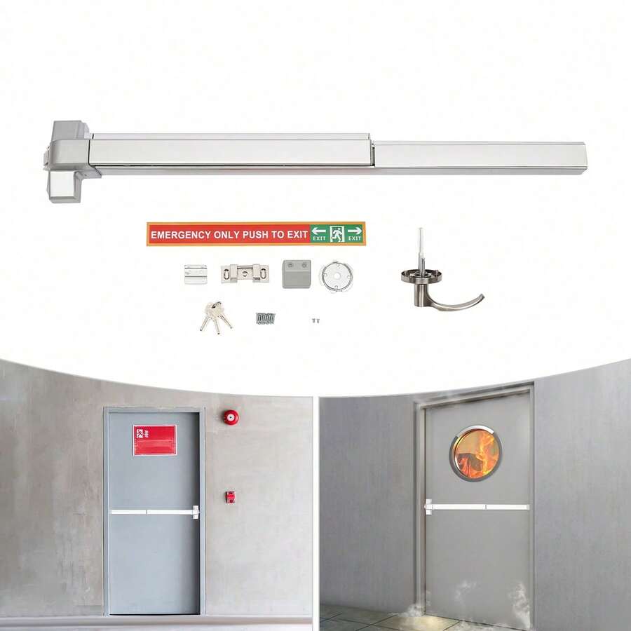 Door Push Bar Panic Exit Device With Exterior Lever Push Bar Panic Bars ...