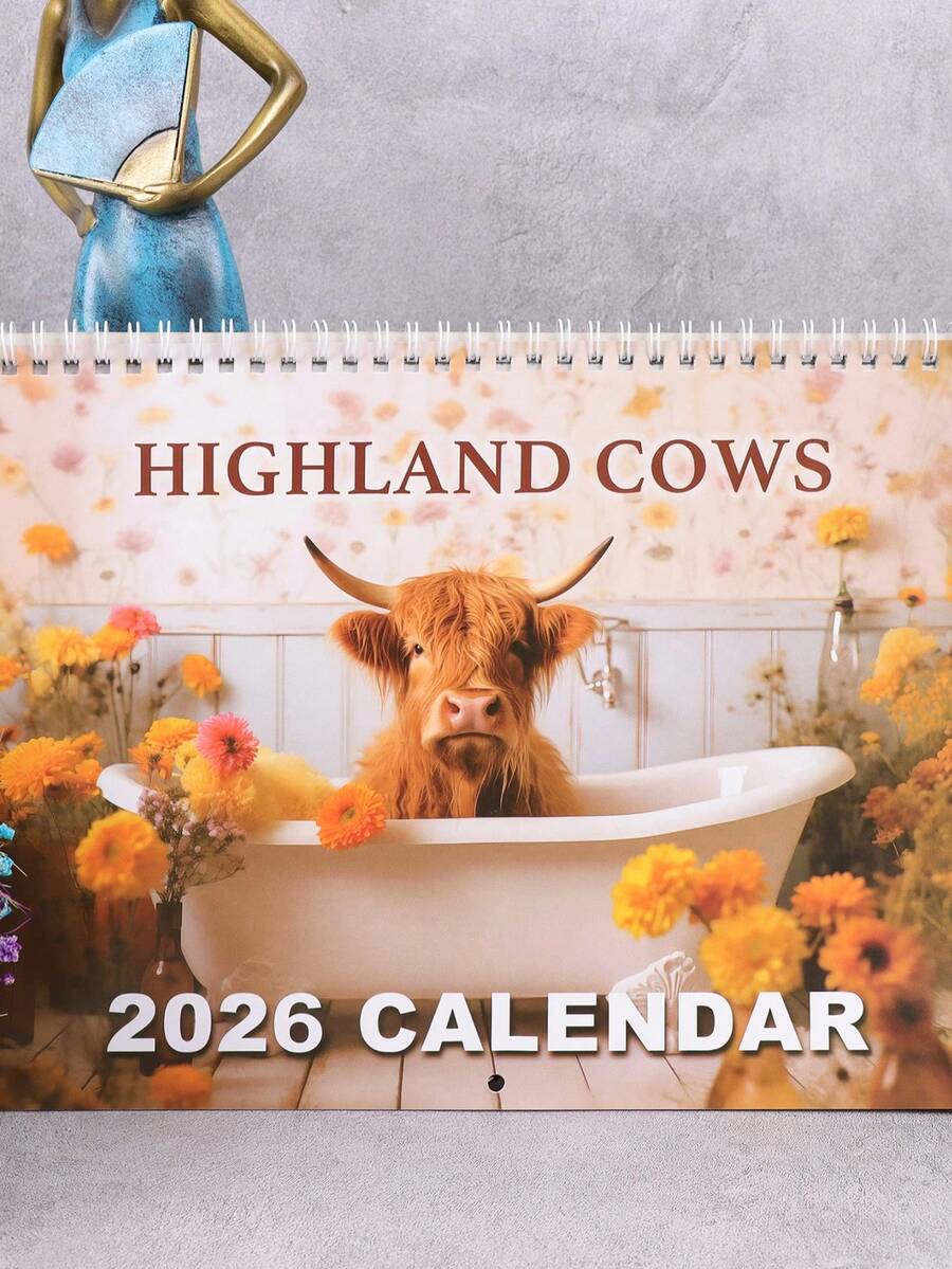 2026 Highland Cow Calendar - Funny Monthly Planner & Agenda Organizer ...
