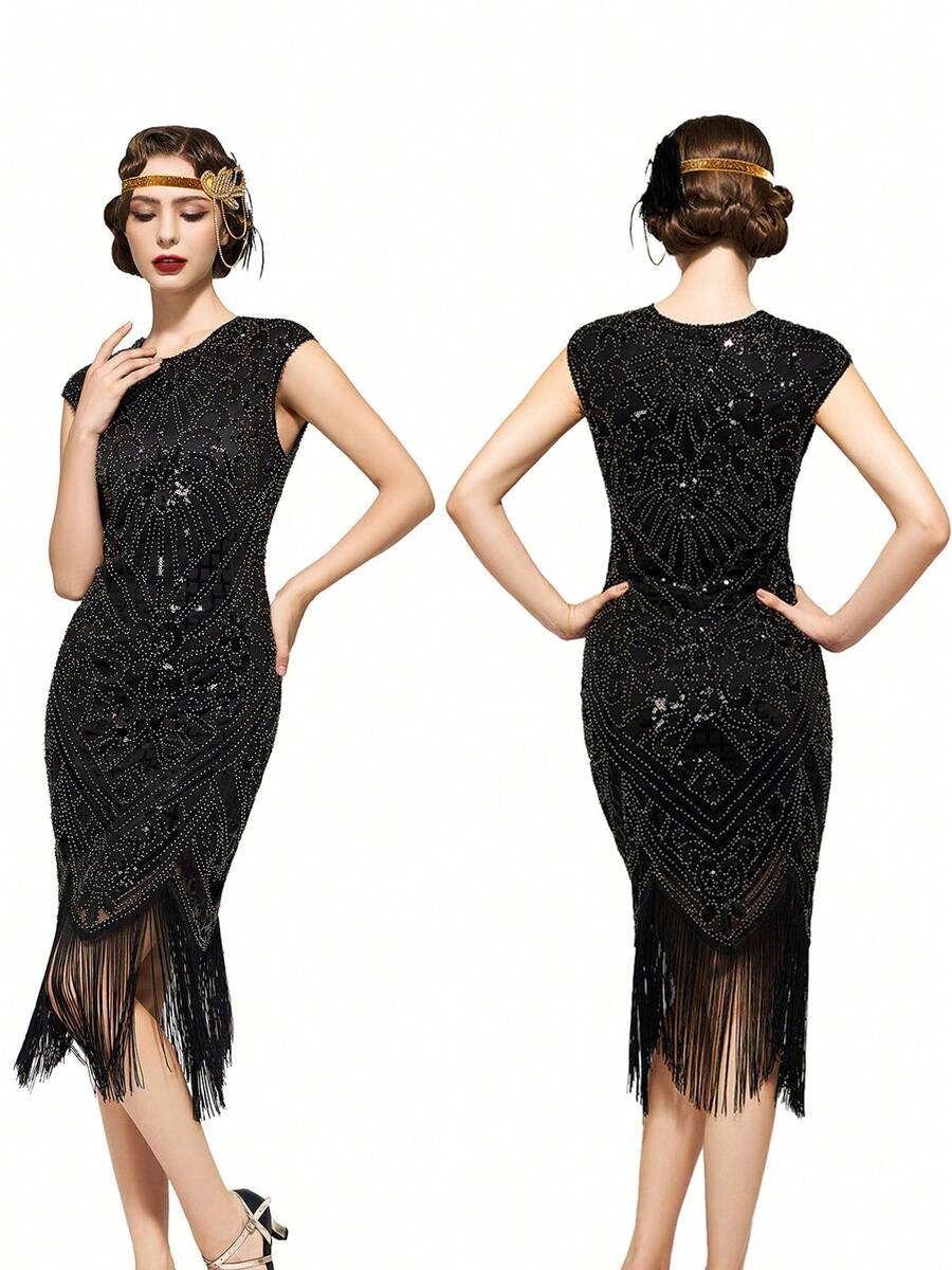 Women's Flapper Dresses 1920s Great Gatsby Dresses Sequin Fringed ...