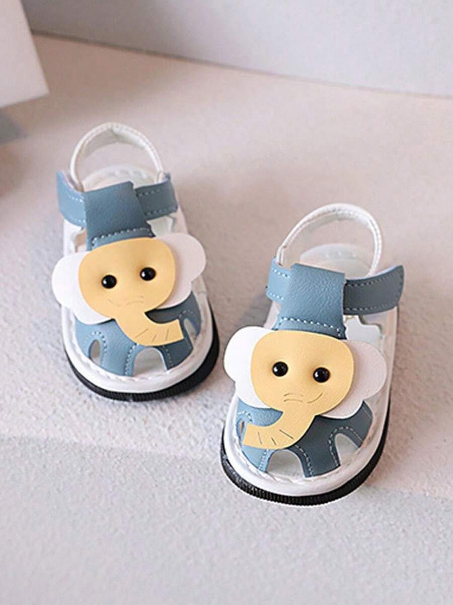 Baby Girls Boy Squeaky Sandals Summer Cute Elephant Anti-Slip Closed Toe Soft Sole Flats Walking ...