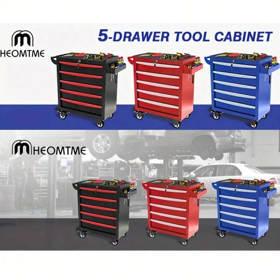 5-Layer Upgraded Metal Toolbox: Universal Wheels Smooth Movement, Easy ...
