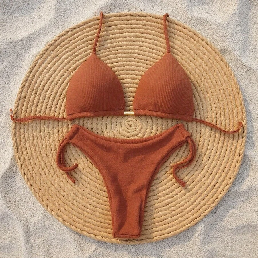 Women's Bikini Set With Fixed Delta Ribbed Cups And Adjustable Double ...