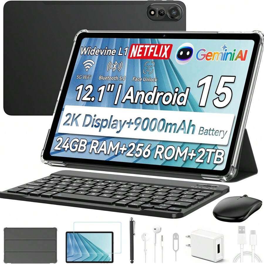 Android 15 Tablet Mega2 2025, 12 Inch Android Tablet With FHD+2K ...