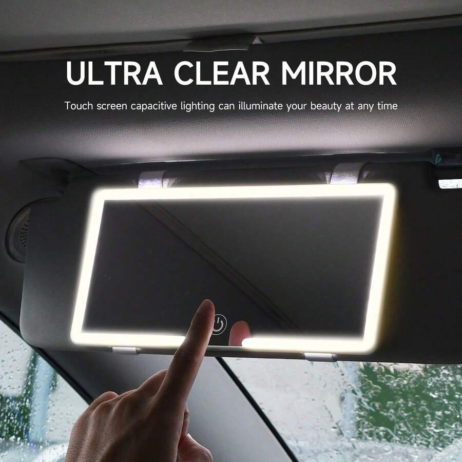 Ultra Thin LED Car Makeup HD Mirror Sunshade Makeup Hanging Mirror USB ...