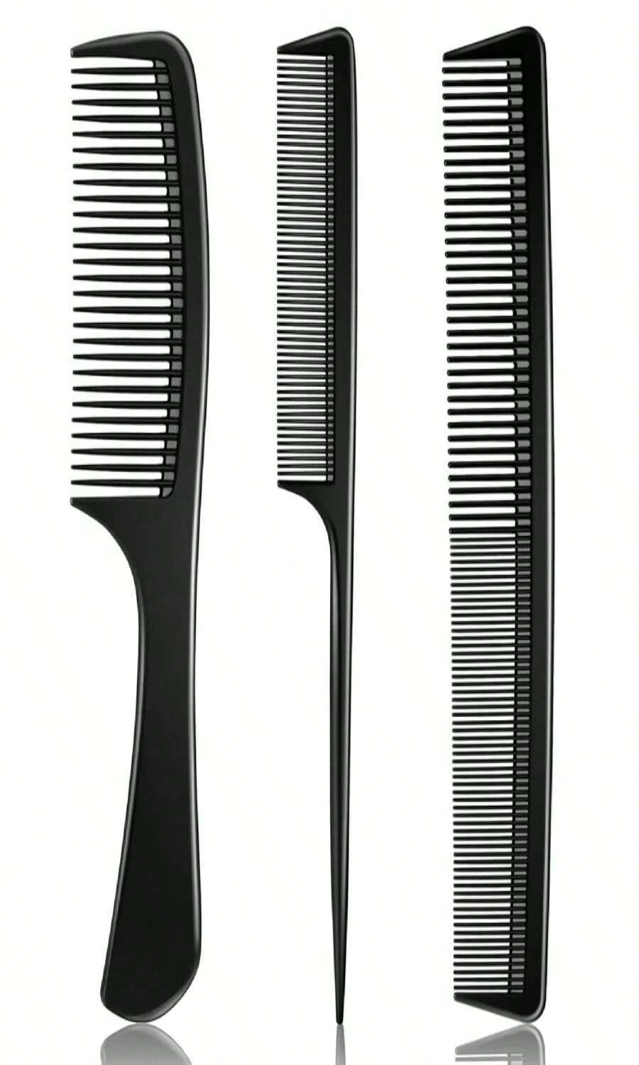 3 Pieces Rsiynax Professional Teasing Comb, Premium Black Carbon Fiber ...