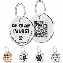 Etiquetas de gato con código QR de acero inoxidable, perfil en línea de ...