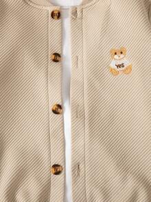 Boys' Casual Solid Color Cartoon Embroidery Design Regular Fit Long ...